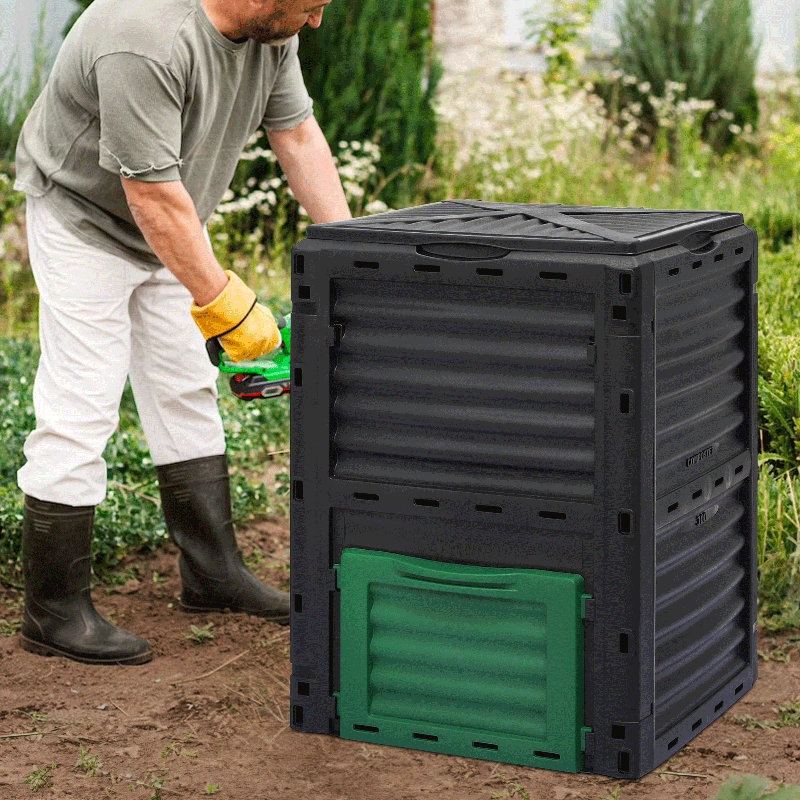 MoNiBloom 80 Gallon Outdoor Compost Bin, Composter Box with Gloves and Aeration System, Compost ...